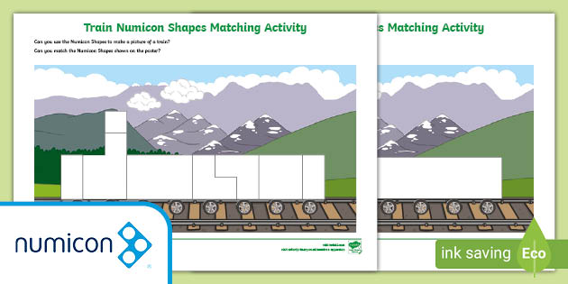 Train Numicon Shape Outline and Matching Posters Pack